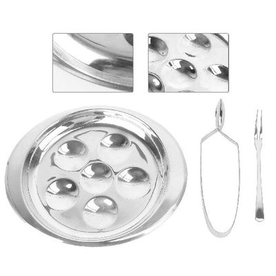 1 Set Stainless Steel Food Dish Escargot Plate Fork Clip