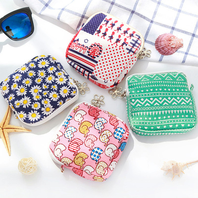 Mini Sanitary Towels Bag Women Travel Cotton Kawaii Small