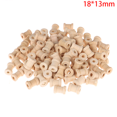 100PCS Wooden Color Empty Thread Spools Wood Bobbins Reels