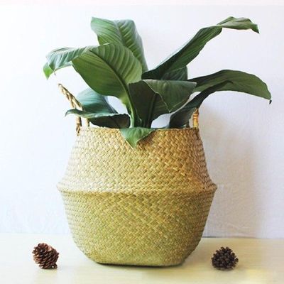 1PC Nordic Style Seaweed Woven Storage Basket Handheld
