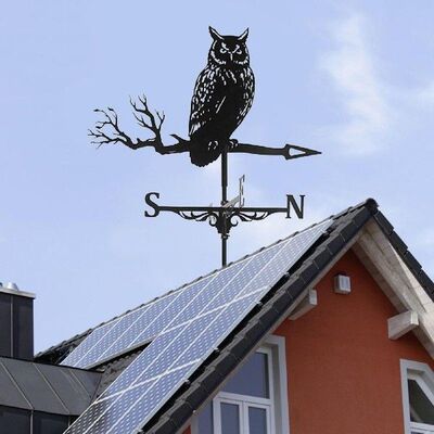 Metal Weathervane with Owl Ornament, Garden Stake Weather