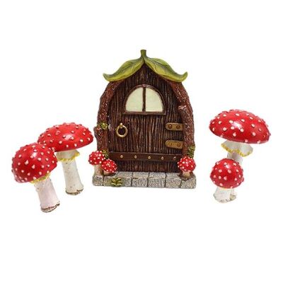 Fairy Gnome Door Mushroom Miniature Garden Decor Outdoor