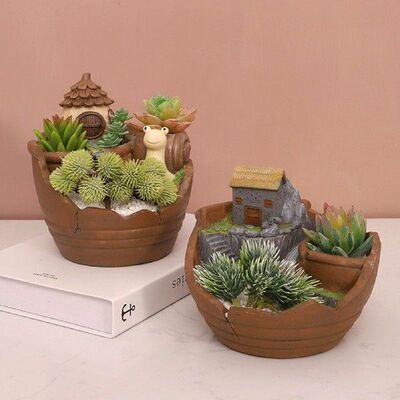 Creative Turtle House Resin Flower Pot Succulents Planter