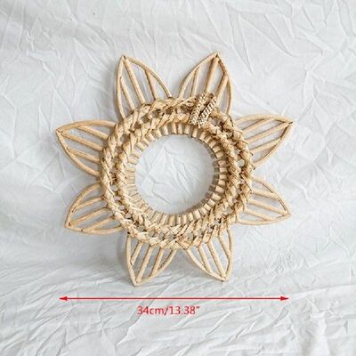 Rattan Frame Hanging Wall Mirror Frame Photo Wall Frames