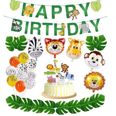 36Pcs Jungle Animals Balloons Set Foil Balloon Turtle
