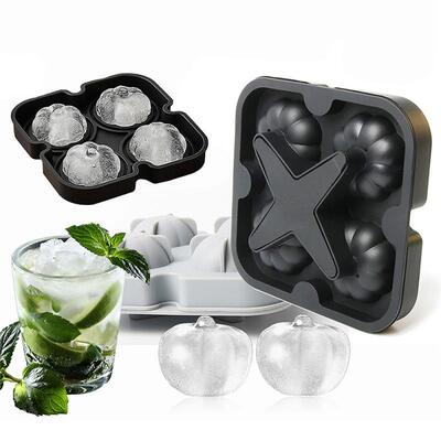 4 Grids Form Silicone Pumpkin Shape Ice Cream Mold Freezer