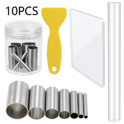 10pcs Acrylic Clay Roller Scrapers Indentation Circle