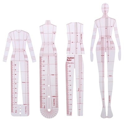 5pcs/set Women Fashion Drawing Ruler Figure Drawing Templat