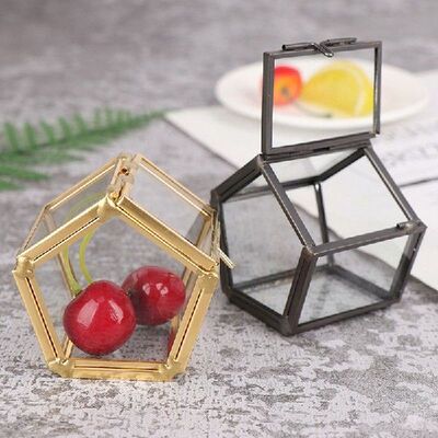 Custom Hexagonal Glass Ring Box Geometrical Clear Jewelry
