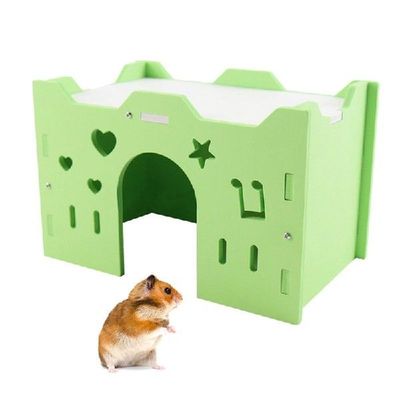 Wood Hamster House Star Heart Design Hamster Cage Hideout