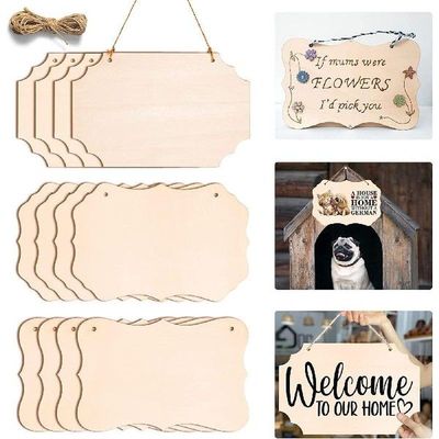 12Pcs Unfinished Blank Signs DIY Door Wooden Rectangle