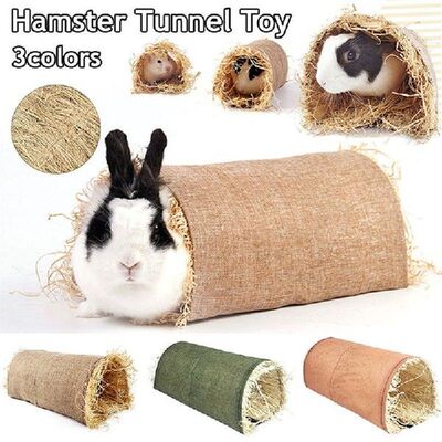 Rabbit Hideaway Toy Grass Straw Bunny Toy Tunnel Hamster