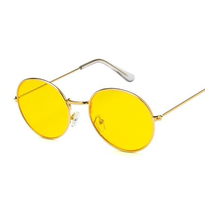 2020 Retro Round Yellow Sunglasses Woman Brand Designer Sun
