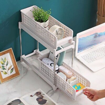 Double-Layer Storage Rack Slide-Out Shelf Cracks Sink
