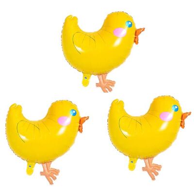 3Pcs Cartoon Foil Balloons Lovely Big Yellow Chickens