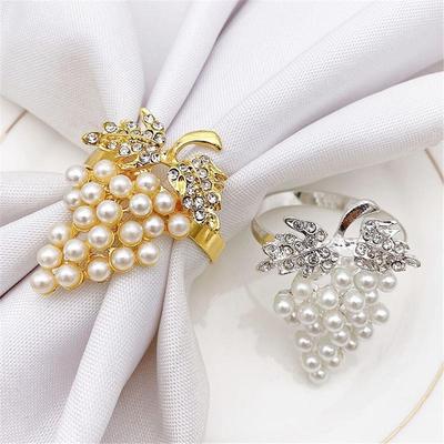 Golden Grape Napkin Ring Pearl Rhinestone Napkin Holder