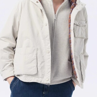 斯琴2023冬专柜正品女米白连帽单排扣落肩短款棉服外套BCDS01634