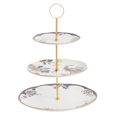 WEDGWOOD威基伍德幸运彩雀点心盘欧式三层甜点盘西餐盘高点盘