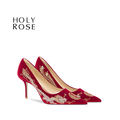 红色婚鞋女细跟2025年新款