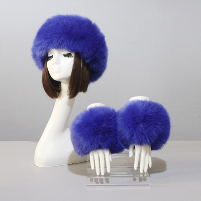 New Women Faux Fox Fur Cuffs and Headband Winter Warmer Hat