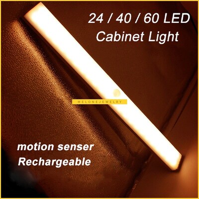Rechargeable 24/40/60 LEDs Cabinet PIR Motion Sensor Light B