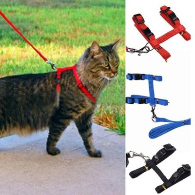 Adjustable Cat Harness Leash Set Nylon Pet Cat Leashes Rope