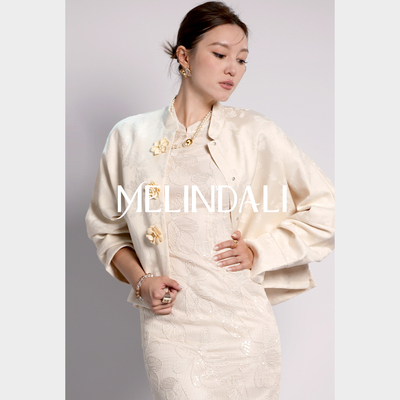 MELINDA LI【满庭芳】国风新中式立体花朵纽扣立领提花外套
