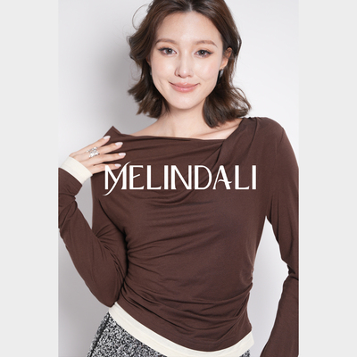 MELINDA LI【miu风纸片人】莱赛尔绵羊毛荡领抽褶收腰撞色上衣