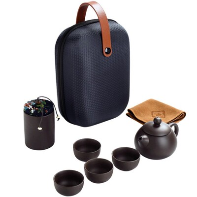 Kung Fu Tea Set Purple Sand Tea Cups Ceramic Portable Travel