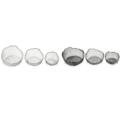 3Pcs Glass Salad Bowls Clear Irregular Shape Phnom Penh
