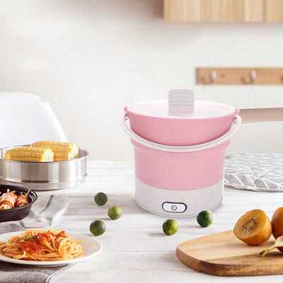 Portable Folding Steamer Hot Pot Stewing Cook Mini Pan Silic