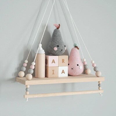 Handcrafted Shelf Kids Room Hanging Bead Shelf Nordic Style