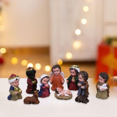 10 Pieces Resin Nativity  Sculpture  Statue Retro Colorful
