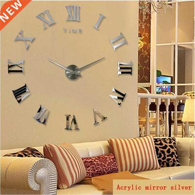 2021 New  Wall Clock 3D Home Decor Large Roman Mirror Fas