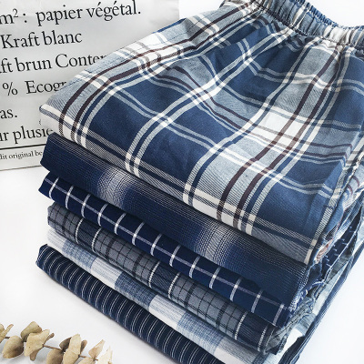 Simple plaid 100% cotton sleep bottoms men soft sleepwear pa