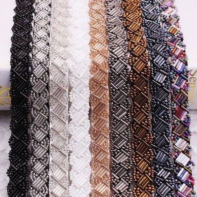 Nylon Acrylic Bead Trim Lace Fabric Coloful Garment Clothes