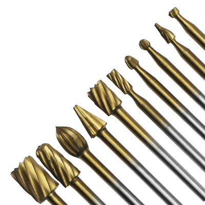 10PCS Set HSS Titanium Routing Rotary Milling Rotary File Cu