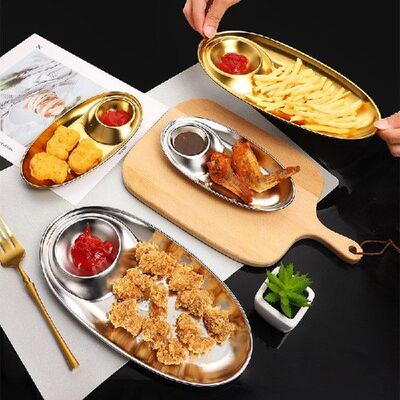 304 Stainless Steel Snack Board, Dividing Board, Oval Sauce