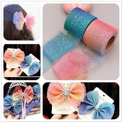 5yards 60mm Colorful Gradient Organza Stain Ribbon For DIY
