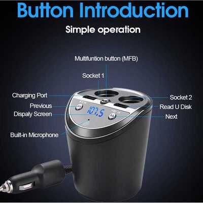Bluetooth FM Transimtter Modulator Handsfree Car Kit Cup Sty