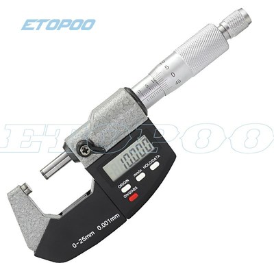 0-25mm Electronic Micrometer Head Inch/Metric Conversion 0.0