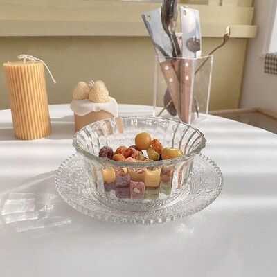 Embossed glass bowl dessert salad bowl breakfast cereal