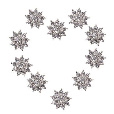 10pcs Crystal Diamante Flower Buttons Sewing Craft Flatback