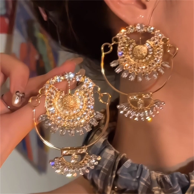 太阳神浮夸满钻耳环女高级感耳饰