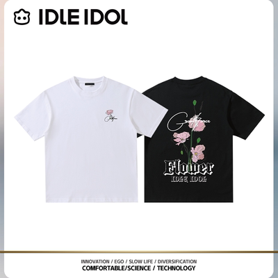Idle Idol新款2025潮牌夏季休闲时尚情侣宽松百搭男女短袖上衣T恤