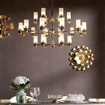 后现代全铜客厅吊灯轻奢大气创意皇冠美式别墅复式楼梯大吊灯灯具