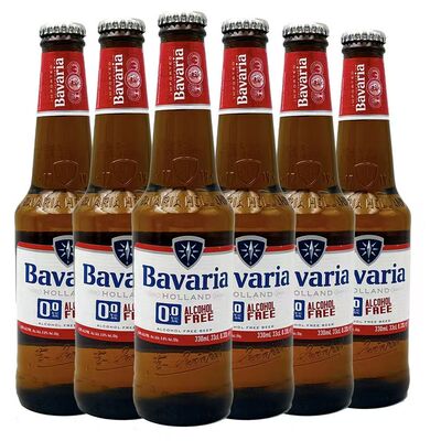临期荷兰进口宝华力亚Bavaria果味无醇啤酒 无酒精330ml*5瓶组合