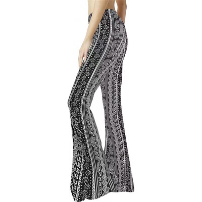 High-waisted printed slim tapered trousers高腰印花修身微喇裤