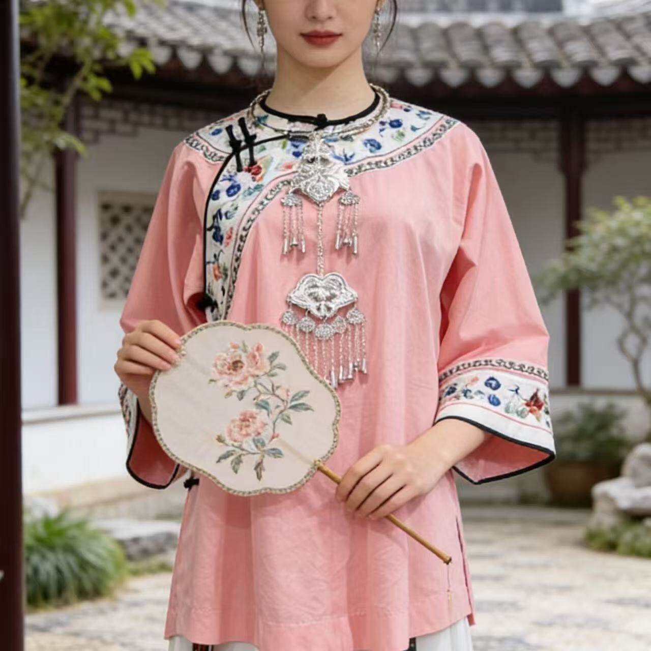 湖南贵州湘西苗族银饰项圈两件套苗族服装挂饰民族风拍照项链配饰