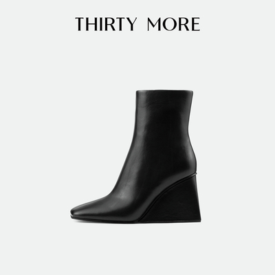 【法式穿搭】Thirty More气质短靴女2025秋冬新款复古百搭瘦瘦靴